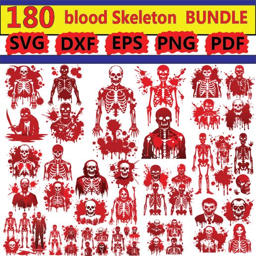 🩸 180 blood skeleton bundles svg, dxf, eps, png, pdf file・ 3D File for ...