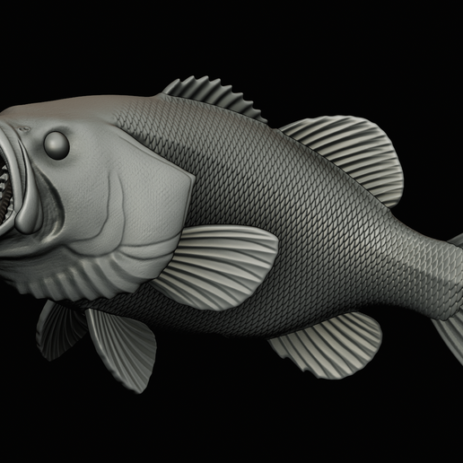 🐠 fish Largemouth Bass / Micropterus salmoides trophy statue detailed ...