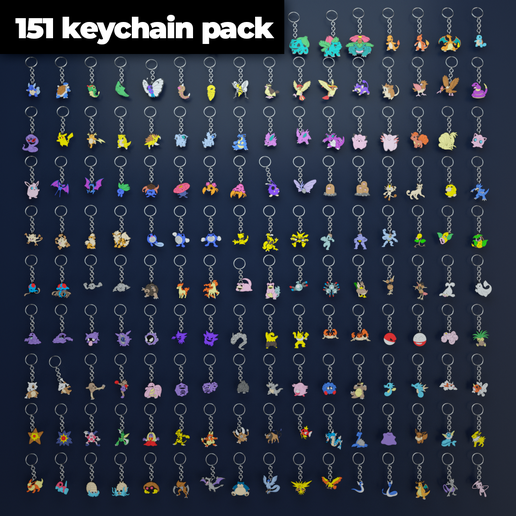🐉 PACK 151 LLAVEROS POKEMON KEYCHAIN・Archivo 3D para Impresión 3D・Cults