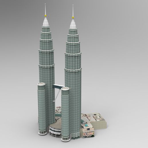 🗿 Model 3D Menara Berkembar Petronas bersama - 3D model of the Petronas ...
