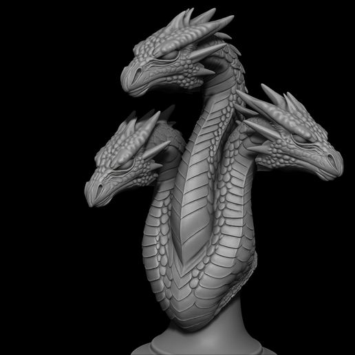 🐉 3-Headed Mythical Hydra・ STL File for 3D printing・Cults