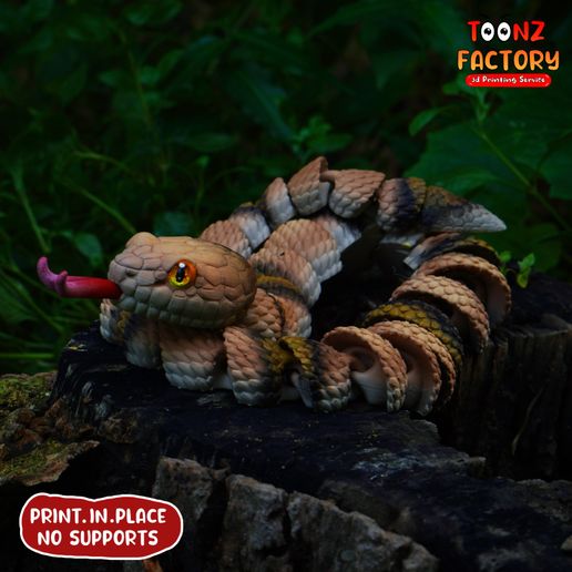 🐍 PRINT IN PLACE FLEXI COPPERHEAD SNAKE・ STL File for 3D printing・Cults