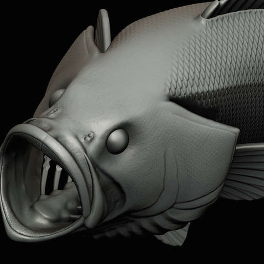 🐠 fish Largemouth Bass / Micropterus salmoides trophy statue detailed ...