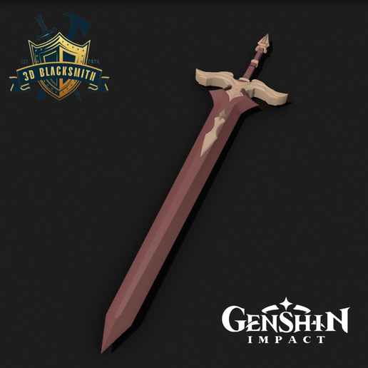🗡️ Genshin Impact Bloodtainted Great Sword Prop ( 1/1 Scale )・ STL File ...