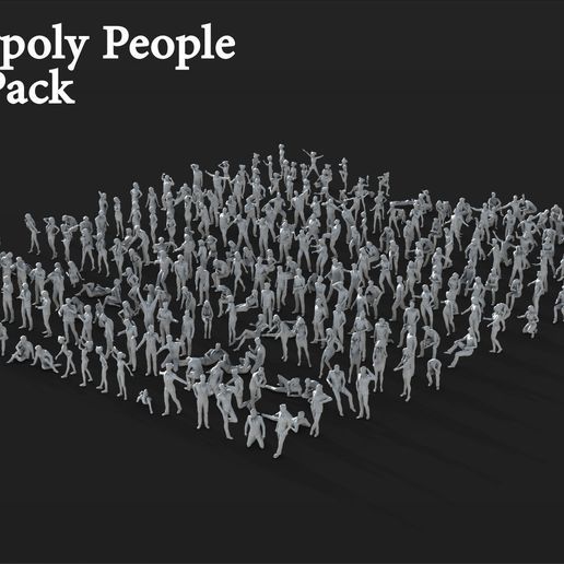 ♀️ 1400 Lowpoly People Crowd・ 3D File for ・Cults