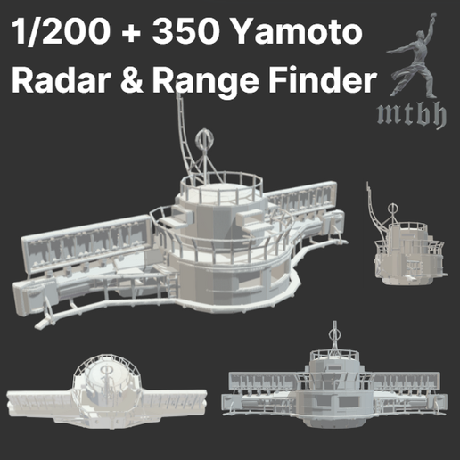 OBJ file 1/200 - 350 Yamoto/Musashi Radar & Range Finder 🇯🇵 ・3D printable model to download・Cults