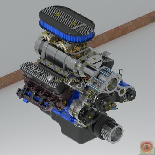 🚙 FORD 289 / 302 SPEEDMASTER SUPERCHARGER - ENGINE・ STL File for 3D ...