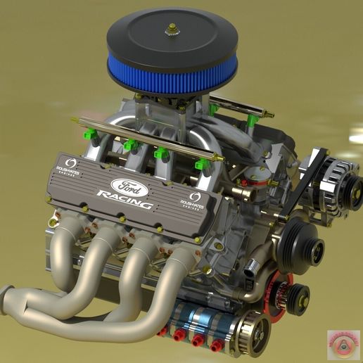 🚙 FORD FR9 EFI V8 NASCAR 358ci - ENGINE・ STL File for 3D printing・Cults