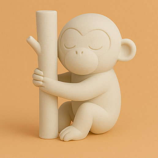 🐒 Monkey hugging a small branch・ STL File for 3D printing・Cults