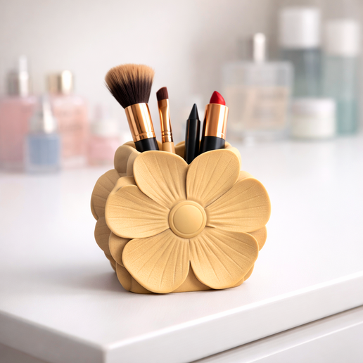 💐 Flower Makeup Organizer | Floral Elegant Cosmetic Brush Holder ...