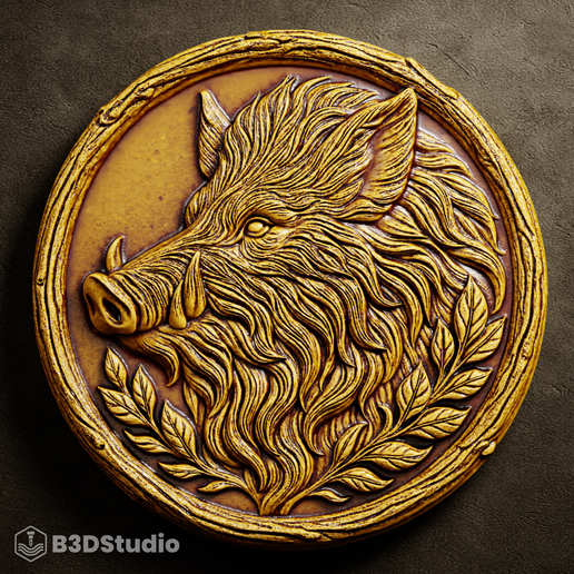 🐗 High Detail Wild Boar Relief for CNC Laser and 3D Print STL File and ...
