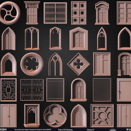 🏠 Pack Of 30 Windows Volume 01・ 3D File for 3D printing・Cults