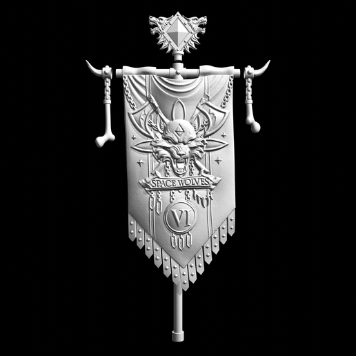 🛰 Wolves space banner 6・ STL File for 3D printing・Cults