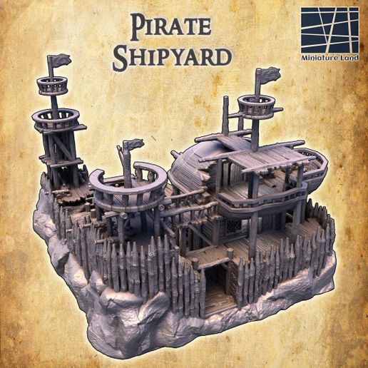 🏴‍☠️ Pirate Shipyard 28 mm Tabletop Terrain・ STL File for 3D printing・Cults