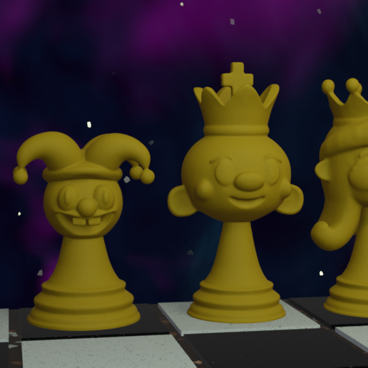 3D file Chess Set Cartoon Kids Infantile Child ♟️ ・3D printing idea to ...