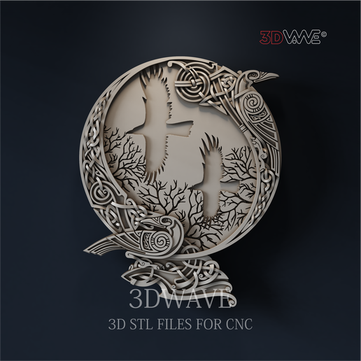 🔨 Hugin and Minin, viking;s Odin rabens 3d stl files for CNC・ STL File for 3D printing・Cults
