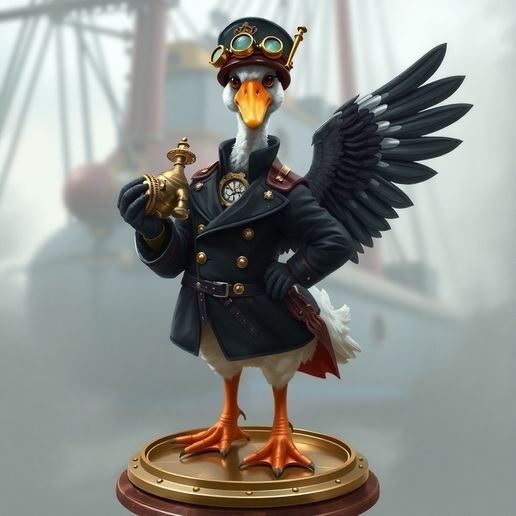 🦸 Captain Gearwing – The Steampunk Goose Commander・ STL File for 3D ...