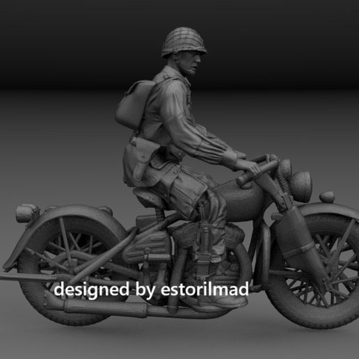 🏍️ WW2 AMERICAN PARATROOPER MOUNTED ON A WLA MOTORCYCLE・ STL File for ...