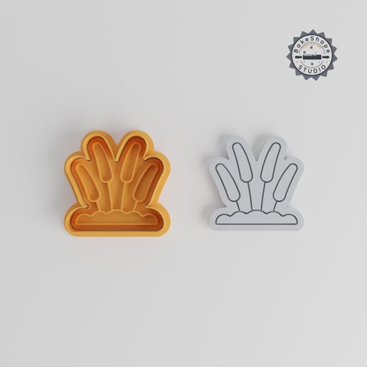 🍪 Cattail Cookie Cutter & Stamp Set, 3 Sizes, Reed Plant Fondant Mold ...