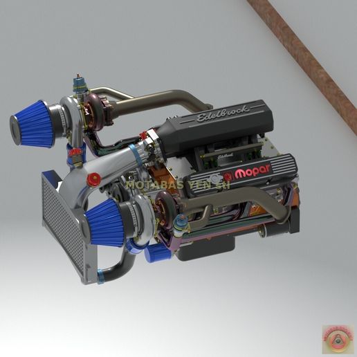 💭 DODGE MOPAR 440 MAGNUM TWIN TURBO - ENGINE・ STL File for 3D printing ...