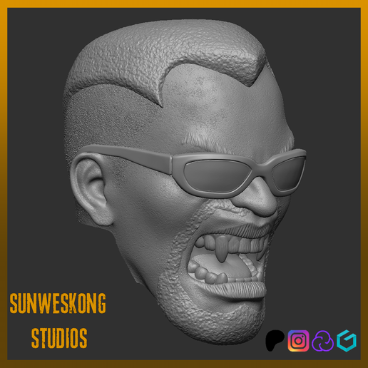 🧛 Blade Screaming Headsculpt・ STL File for 3D printing・Cults