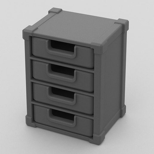 🧞‍♂️ 3D drawer unit with 4 drawers・ STL File for 3D printing・Cults