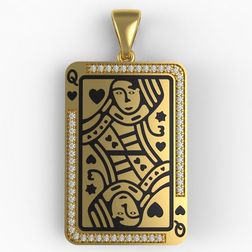 🃏 Poker Card Queen Pendant・ STL File for 3D printing・Cults