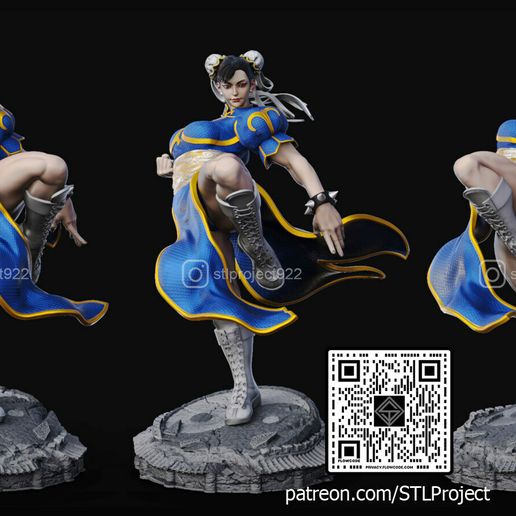 🗿 Chun Li・ 3D File for 3D printing and CNC machining - Laser cutting・Cults