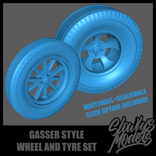 Archivo STL Juego de ruedas y neumáticos estilo Gasser 👽 ・Modelo para ...