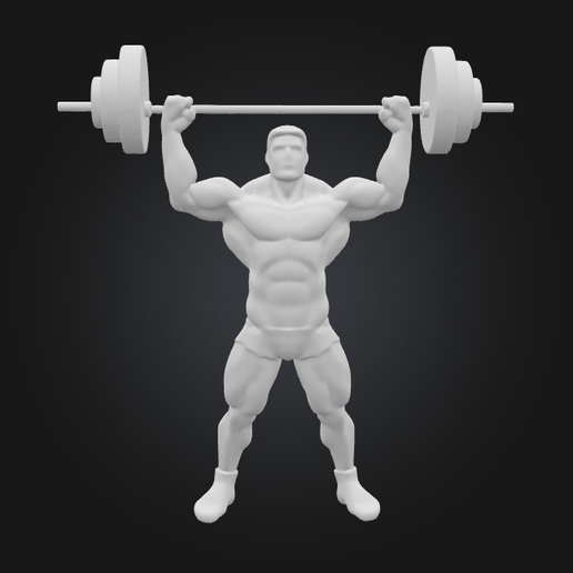 👨 muscular man lifts heavy weights・Free OBJ File for 3D printing・Cults