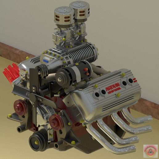 🚙 FORD FLATHEAD ARDUN VERSION SUPERCHARGER S.Co.T. - ENGINE・ STL File for 3D printing・Cults