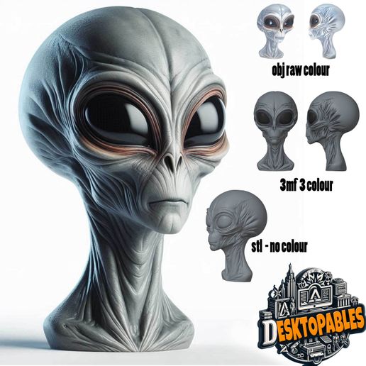 👽 Grey alien bust G・Free STL File for 3D printing・Cults