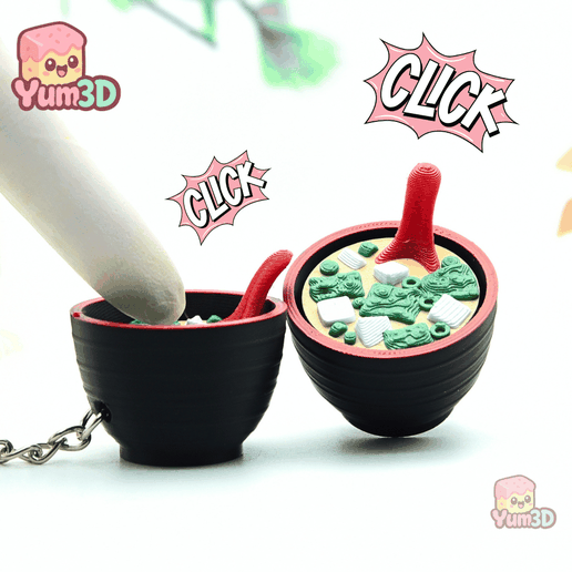 👌 Yum3D Miso Soup Fidget Clicker Keychain - Cute Backpack Keychain・ 3D ...