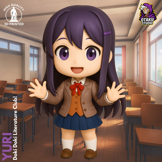 🎨 Chibi Yuri - Doki Doki Literature Club Fan Art 3D Model・ STL File for ...