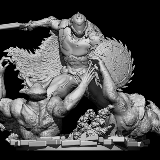 🗿 DOOM THE DARK AGES – DOOMSLAYER ICONIC POSE – DEMON BATTLE STATUE ...