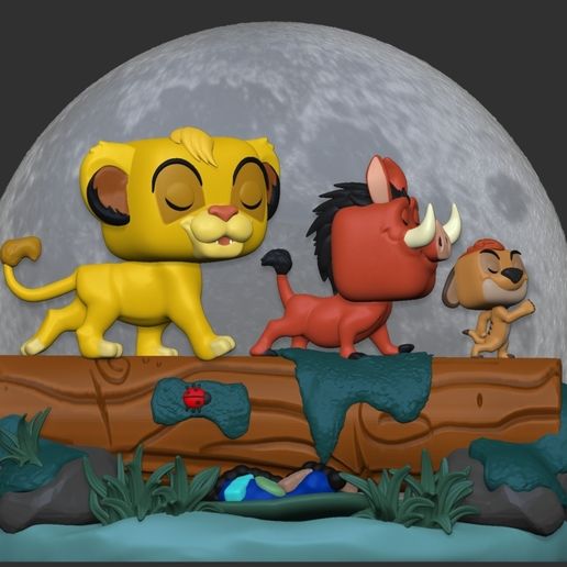 🦁 Simba, Timon & Pumba Diorama – The Lion King – Funko Pop 3D STL・ 3D ...