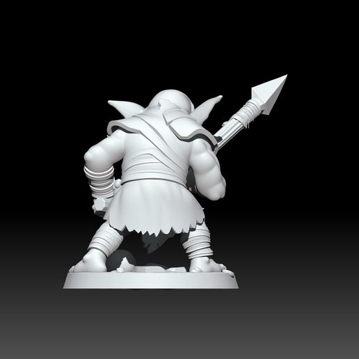 👺 Goblin With Spear On Cylindrical Base・ 3D File for 3D printing・Cults