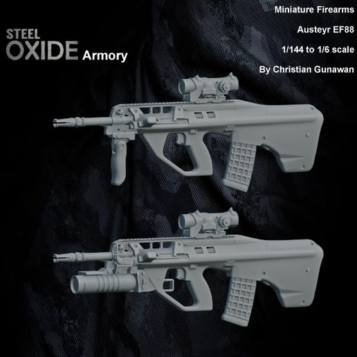 🎲 Miniature Firearms Austeyr EF88 with GL40 grenade launcher・ STL File ...