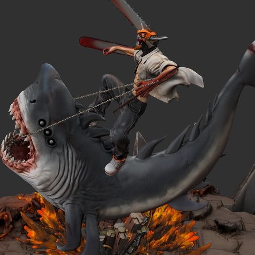 🪚 Denji and Beam - Chainsaw Man - STL 3D file print 28 cm・Archivo STL ...