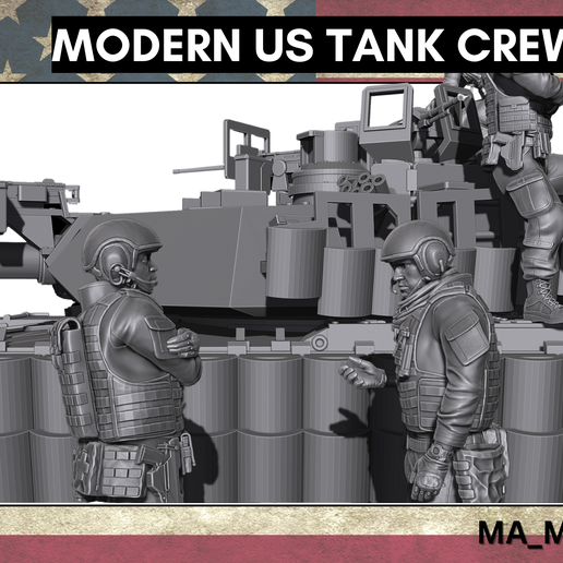 🪖 Modern US Tank Crew 4+ 1 Bonus 1/35・ STL File for 3D printing・Cults