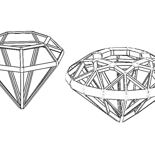 💎 Wireframe Diamond Gem・ STL File for ・Cults