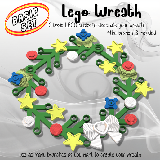 🧱 Lego Wreath- Basic Set・ STL File for 3D printing・Cults