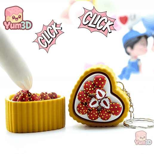 🍓 Yum3D Strawberry Tart Fidget Clicker Keychain - Cute Backpack ...