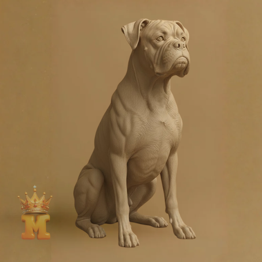 🐕 Realistic Boxer Dog・ STL File for 3D printing・Cults