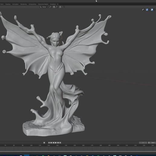 🧚 Elegant Fantasy Fairy Statue with Flowing Wings 3D print STL model ...