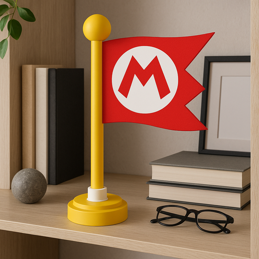 🐢 Super Mario Flagge - 3D Dekoratives Modell・ STL Datei für 3D-Druck・Cults