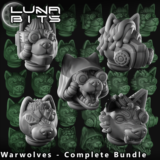 🐺 WAR WOLF HEADS - COMPLETE BUNDLE・ STL File for 3D printing・Cults