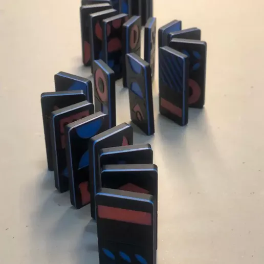 🧩 Set of 28 Shape Matching Dominoes・ STL File for ・Cults