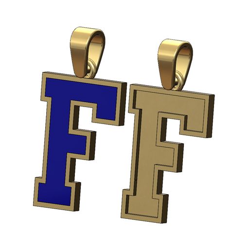🇯🇪 F enamel varsity letter sports letterman jersey pendant charm 3D ...