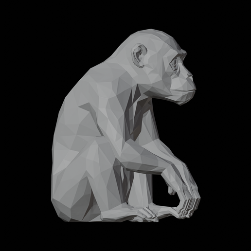 🗿 Low Poly Chimpanzee 3D Print Model Animal Sculpture・ 3D File for 3D ...